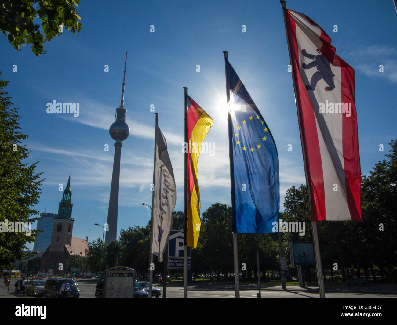 German flags in sunshine hi-res stock photography and images - Alamy