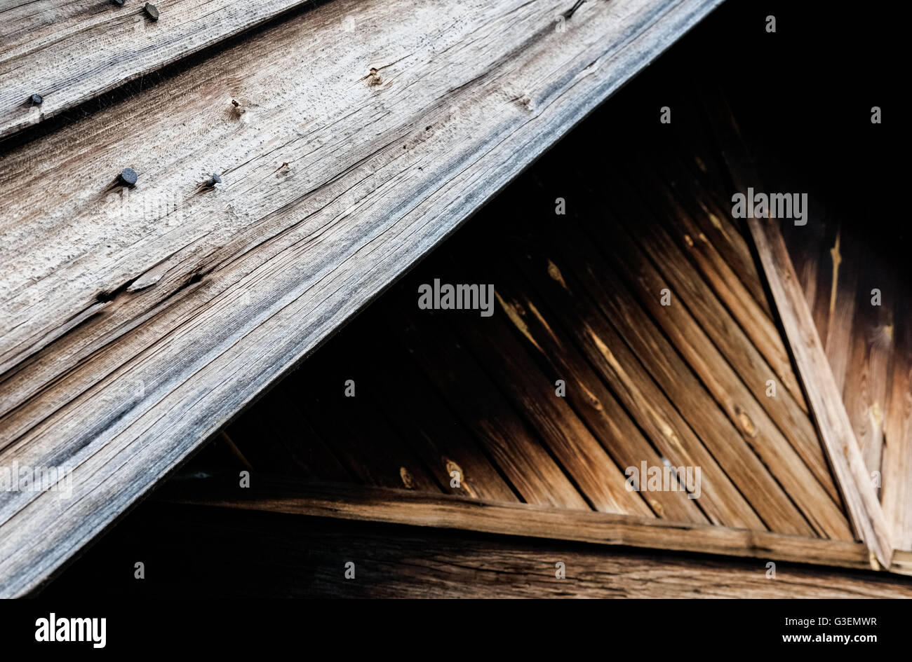 Timber built roof apex as seen on a renovated cottage Stock Photo - Alamy