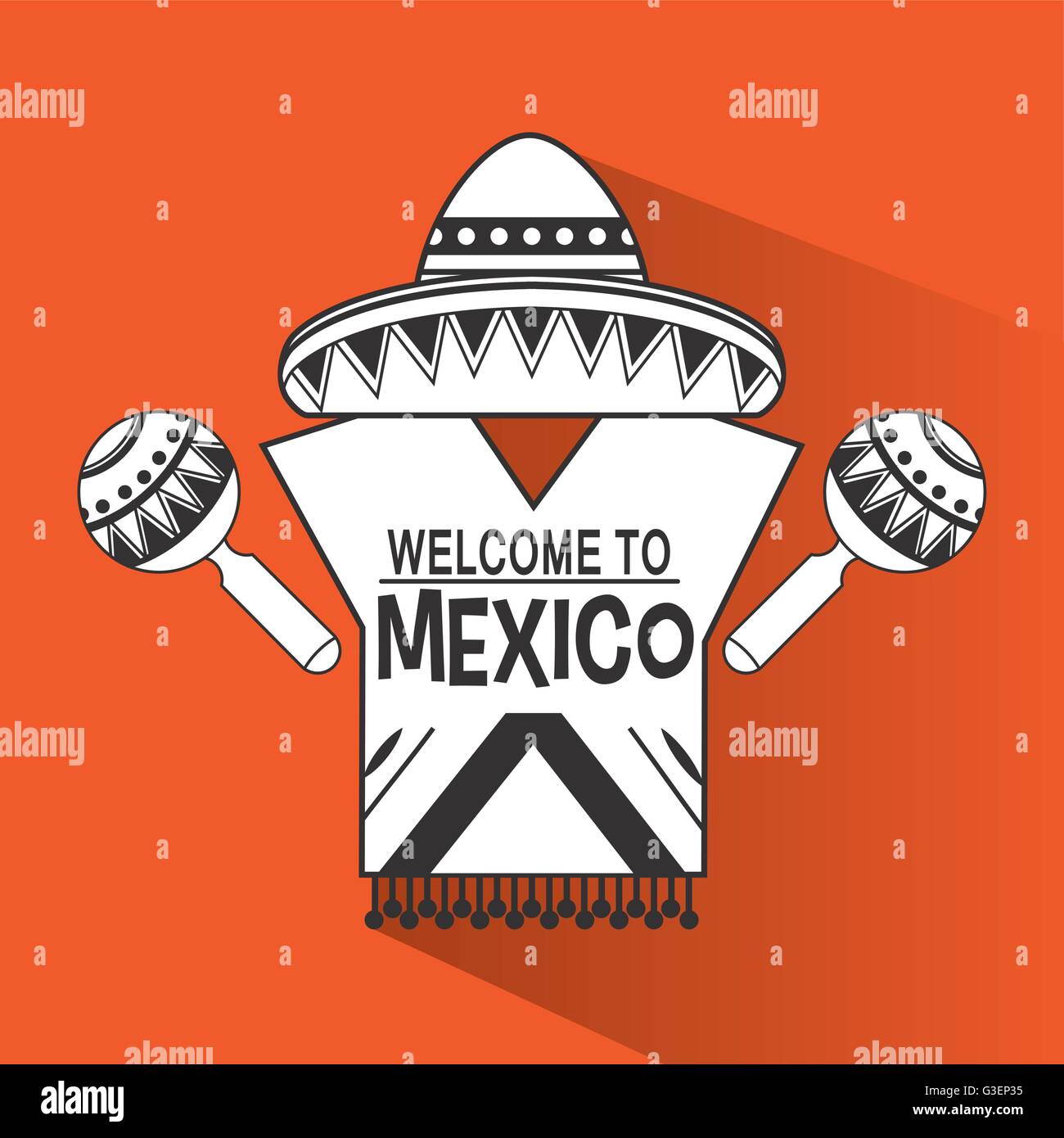 Mexico culture icons in flat design style, vector illustration Stock ...