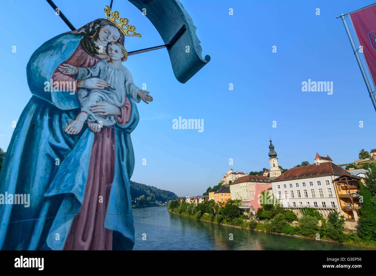 Old city on the salzach castle from the old bridge hi-res stock ...