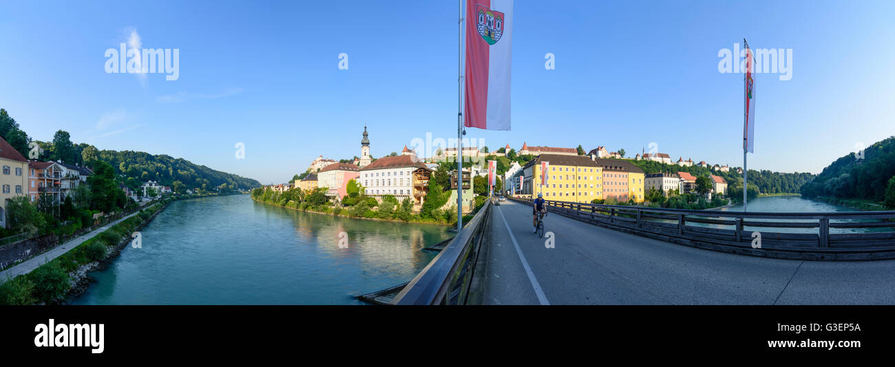 Old City on the Salzach and castle from the Old Bridge, Germany, Bayern ...
