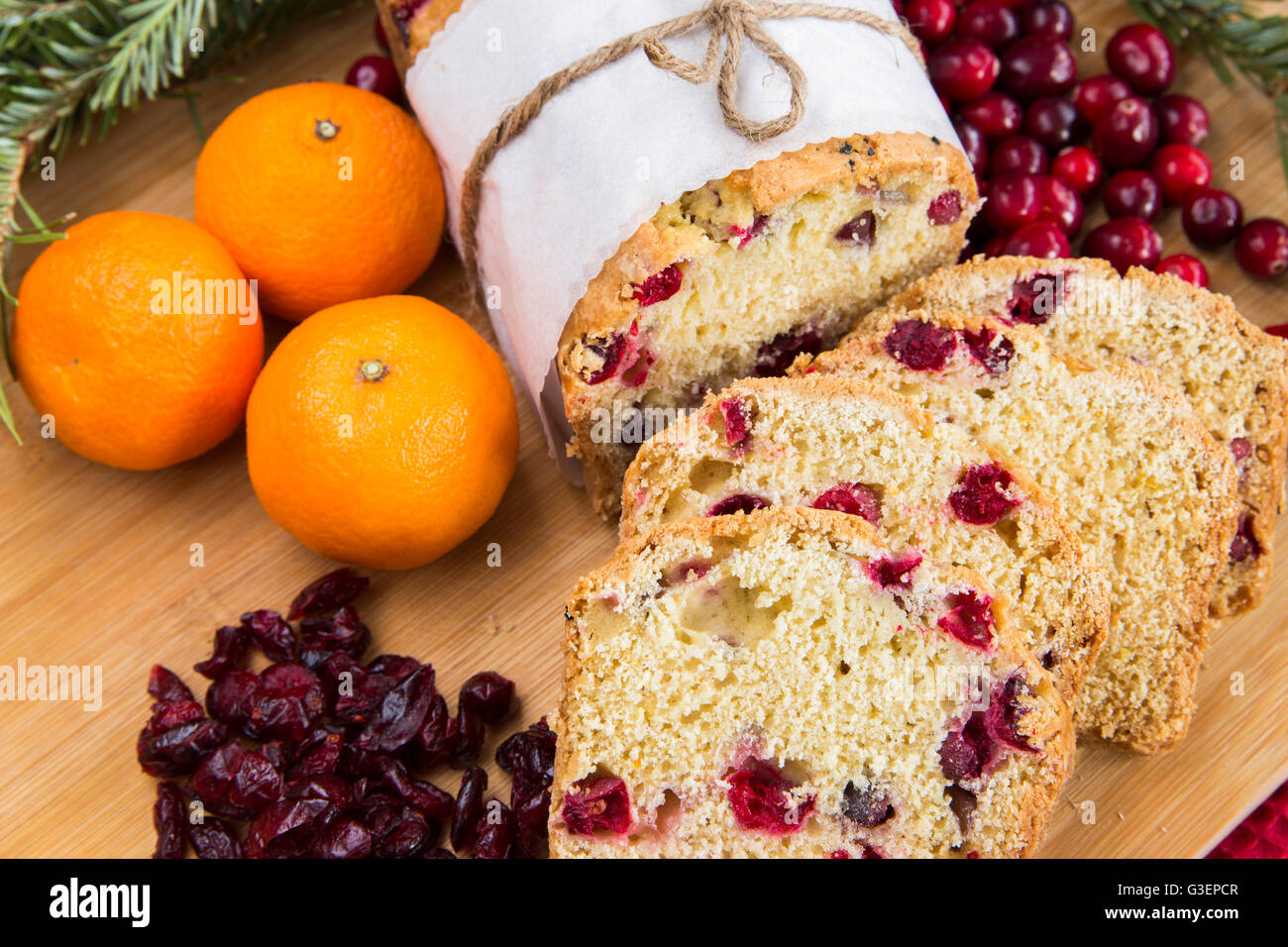 Beautiful display of Christmas cranberry orange loaf cake Stock Photo ...
