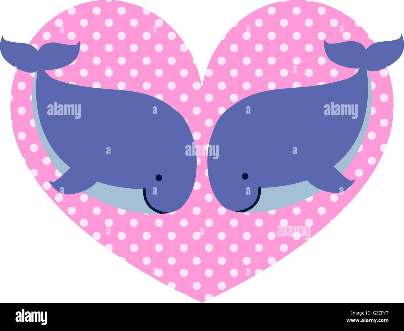 Two whales in love and big dotted heart Stock Vector Image & Art - Alamy