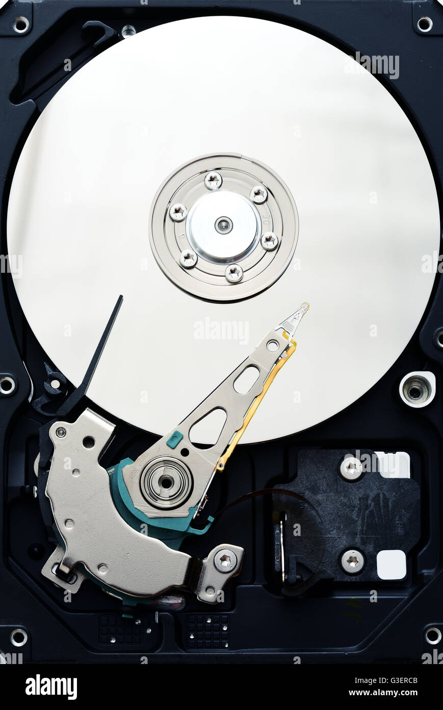 Computer sata hard disk drive internals close up Stock Photo - Alamy