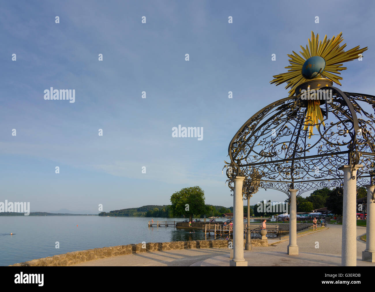 lake Waginger See at beach Waging, Germany, Bayern, Bavaria, Oberbayern ...