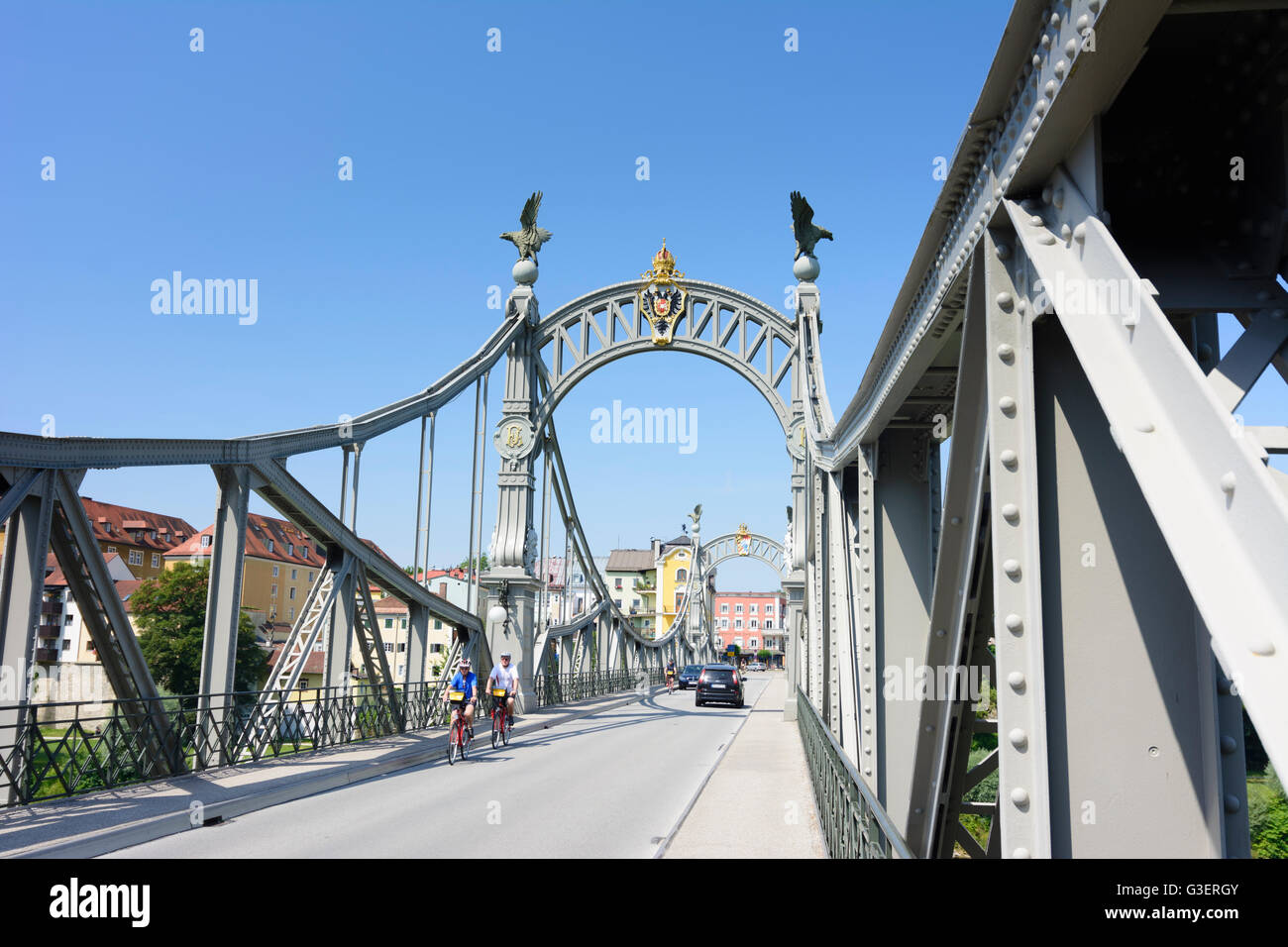 bridge Salzachbrücke from Oberndorf to Laufen, Germany, Bayern, Bavaria ...
