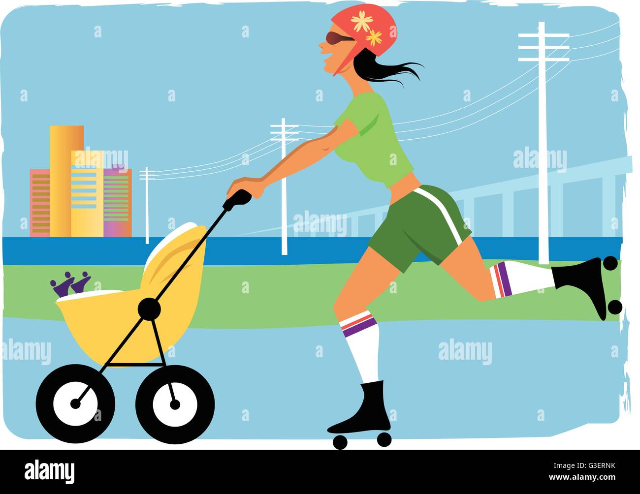 Woman stroller fitness Stock Vector Images - Alamy