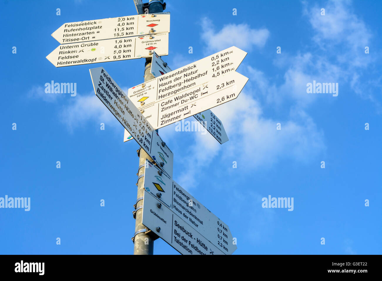 Feldberg: signpost, Germany, Baden-Württemberg, Schwarzwald, Black ...