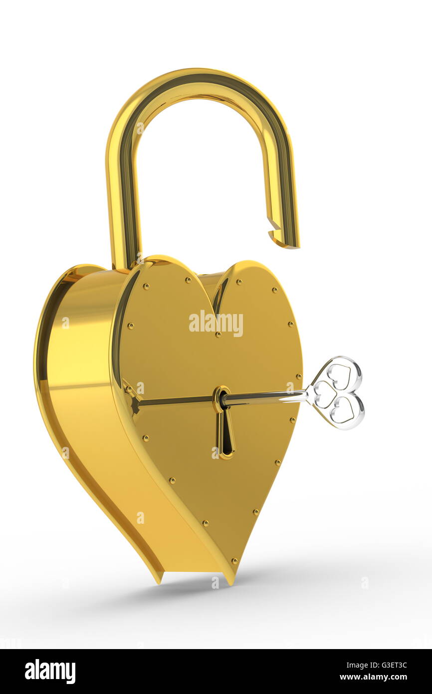3D illustration, heart-shaped lock Stock Photo - Alamy