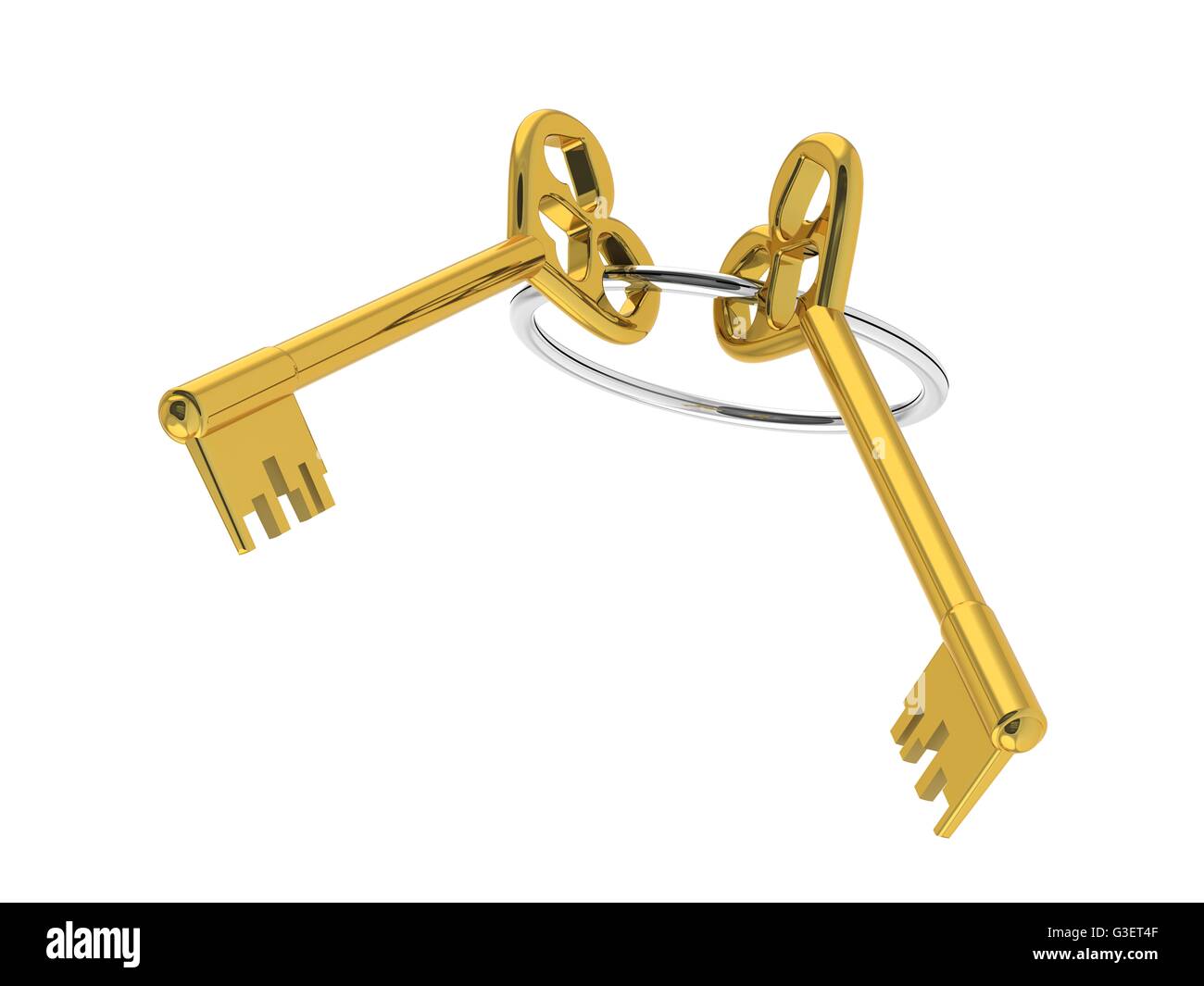 3D illustration two golden keys Stock Photo - Alamy