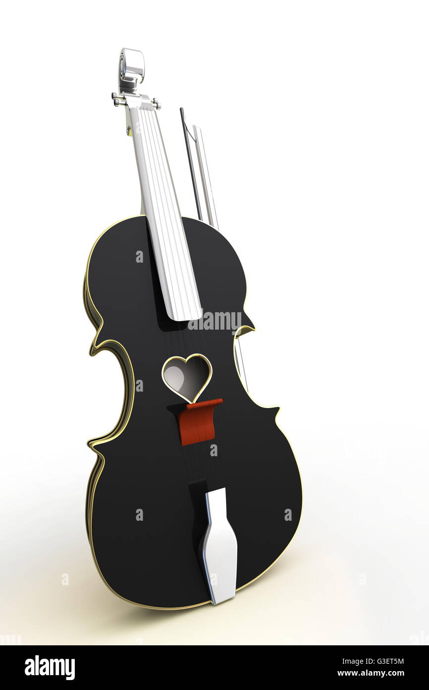 3D illustration of a Violin, musical instrument style for Valentine's ...