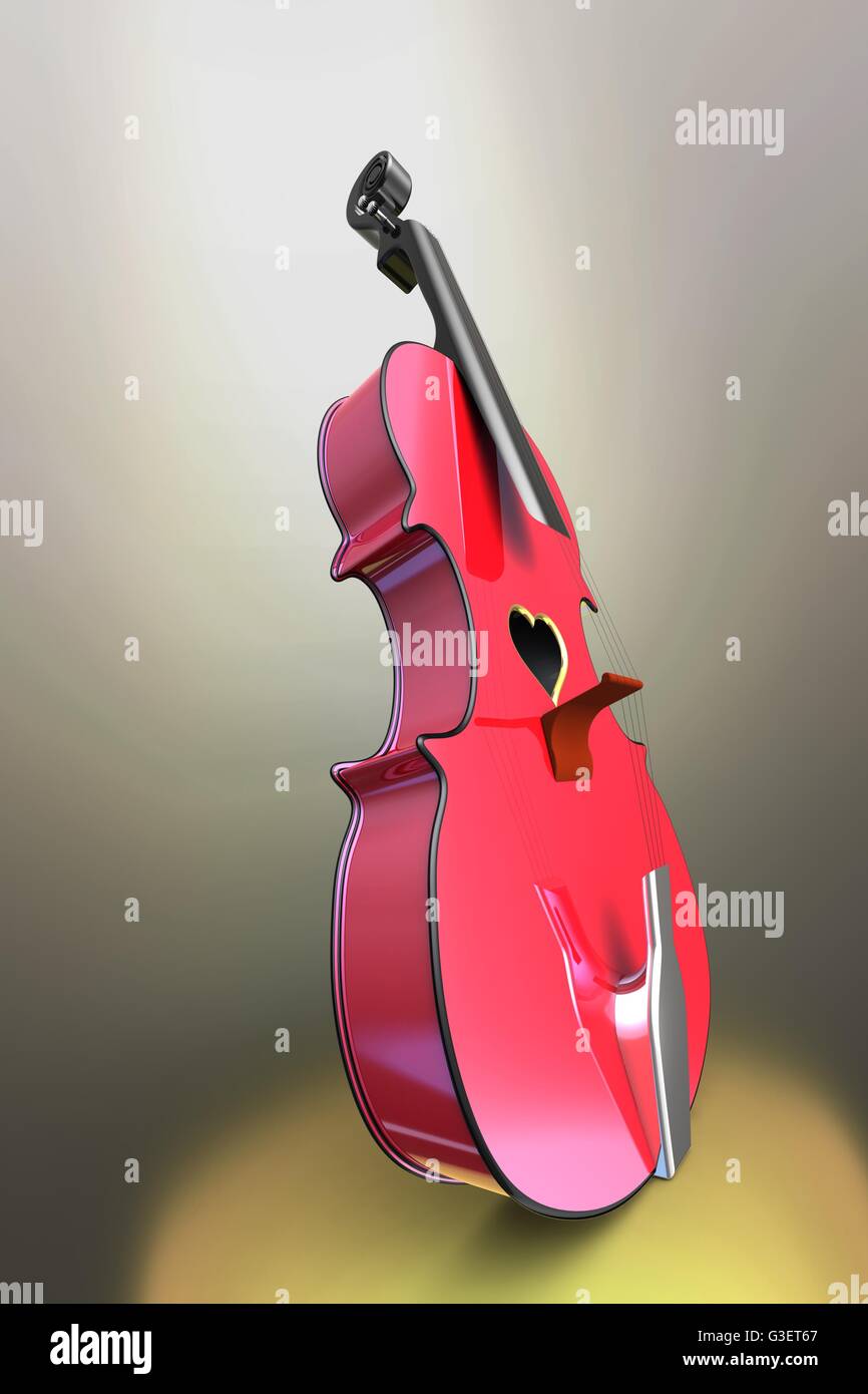 3D illustration of a Violin, musical instrument style for Valentine's ...