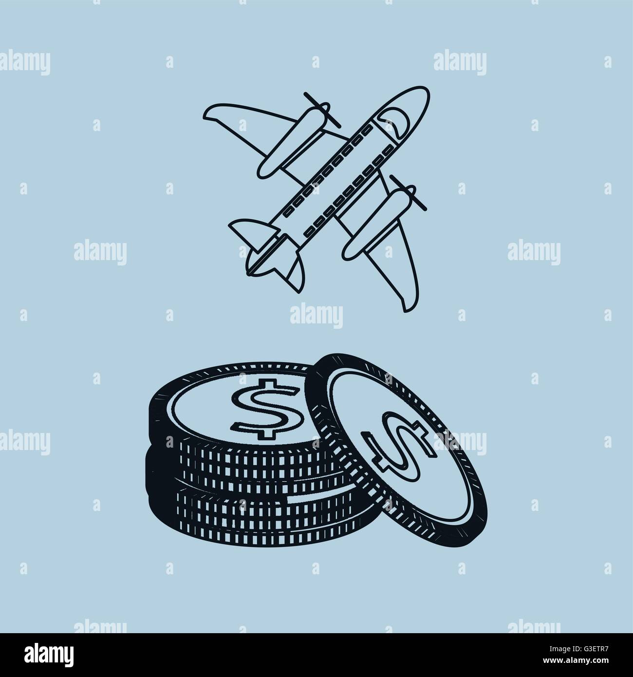Money airplane coins icon Stock Vector Images - Alamy
