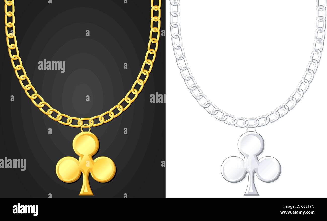 Necklace with club symbol set. Vector illustration Stock Vector Image ...