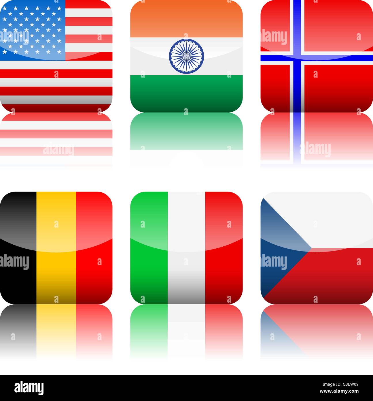 Square national flag set on a white background. Vector illustration ...