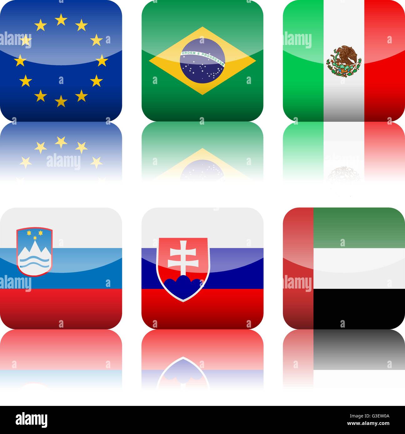 Square national flag set on a white background. Vector illustration ...