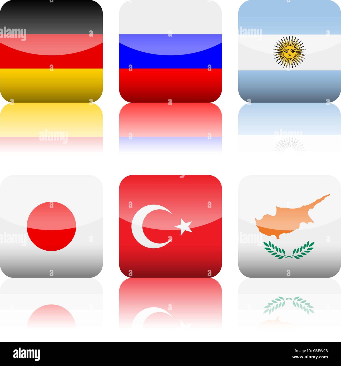 Square national flag set on a white background. Vector illustration ...