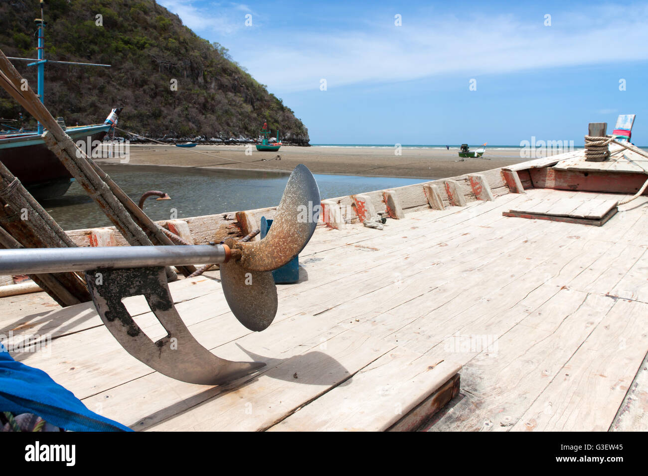 Sheltered wood mooring on Beach, On the seaside in Thailand Stock Photo ...