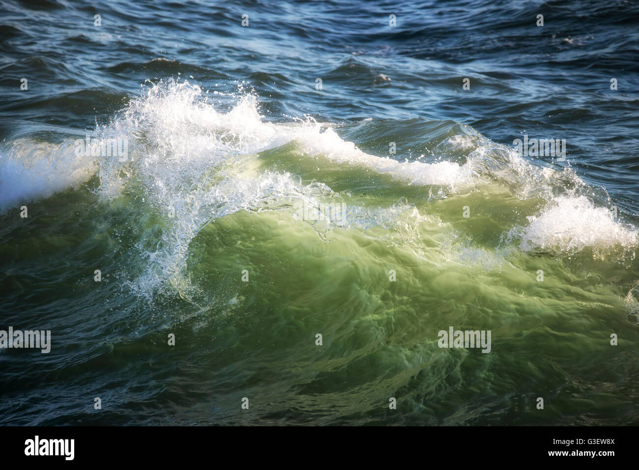 Beautiful crest of ocean wave crashing at sunset Stock Photo - Alamy