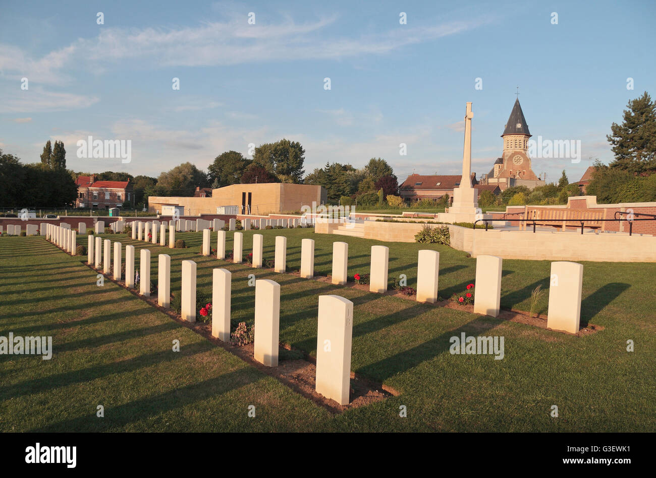 Headstones in the CWGC Fromelles (Pheasant Wood) Military Cemetery ...
