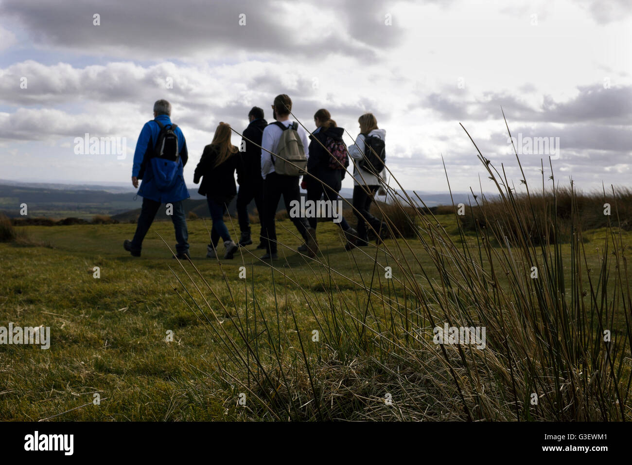 Hikers on the Long Mynd, Shropshire, England, UK Stock Photo - Alamy