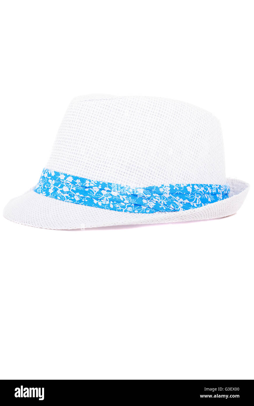 Pretty straw hat isolated on white background Stock Photo - Alamy