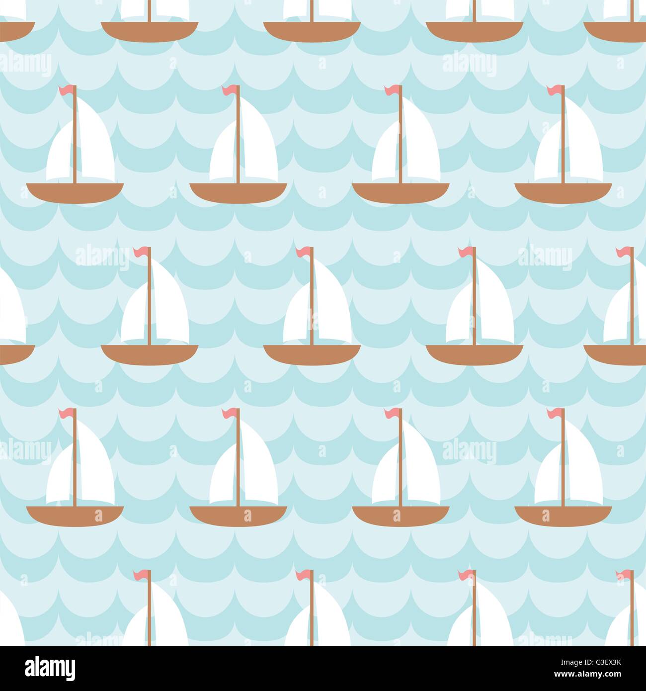 Seamless pattern with sailing ship in the sea Stock Vector Image & Art ...