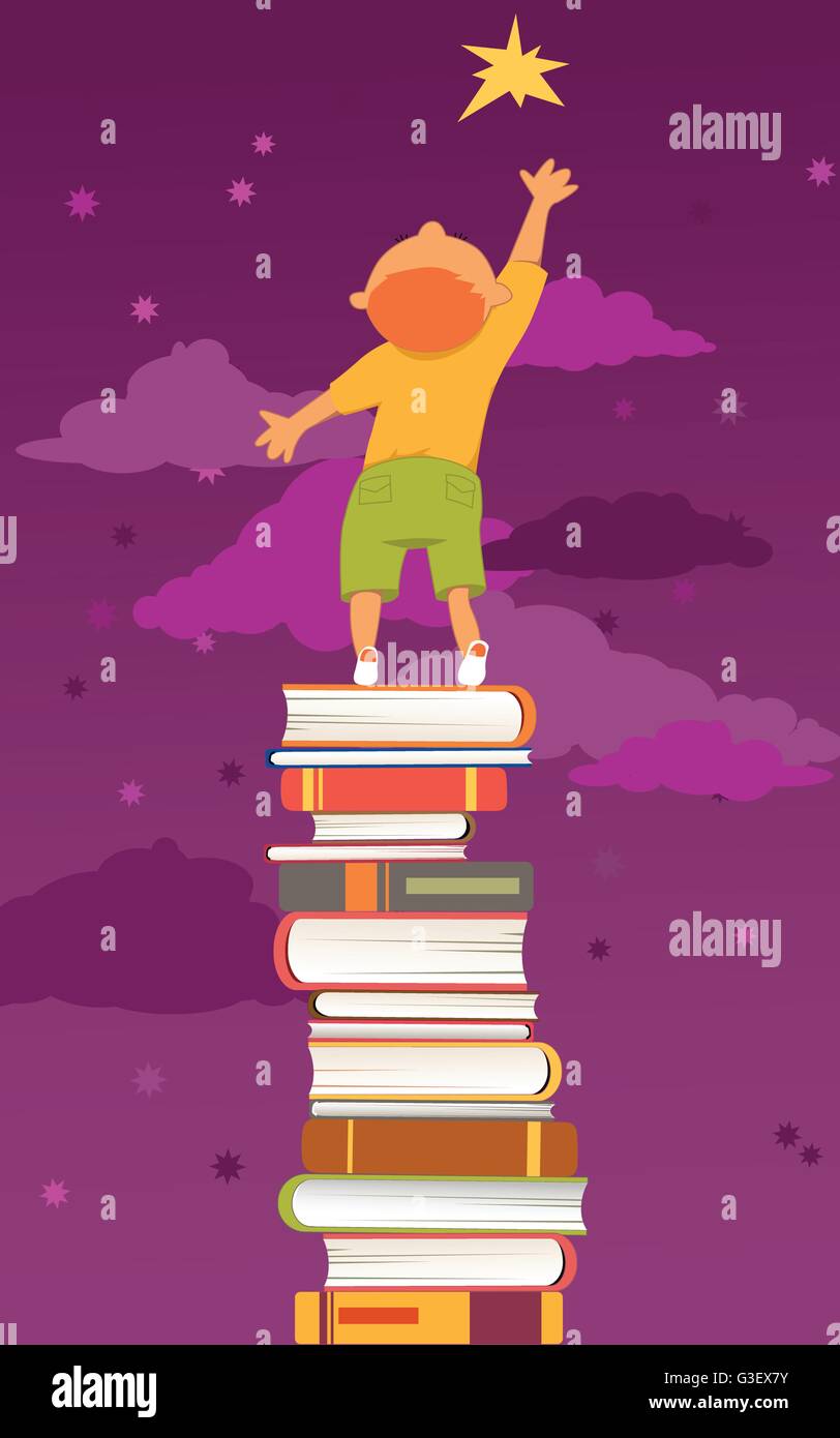Boy reaching for book Stock Vector Images - Alamy