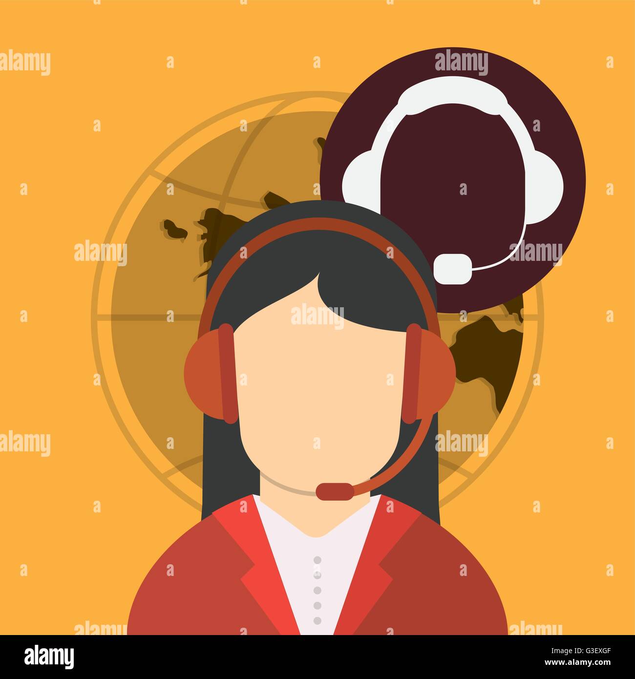 Call center design. Global communication. Flat illustration Stock ...