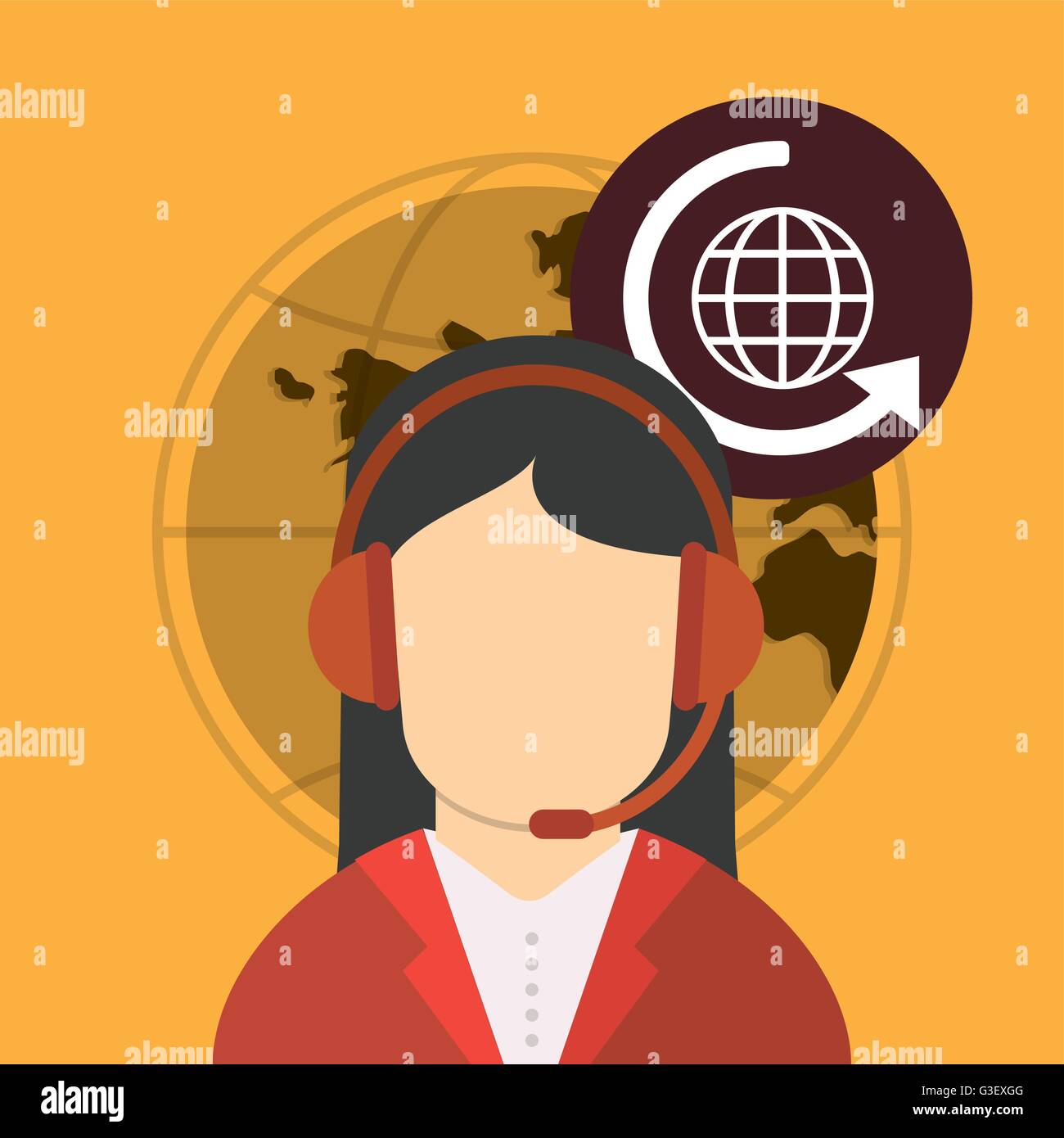 Call center design. Global communication. Flat illustration Stock ...