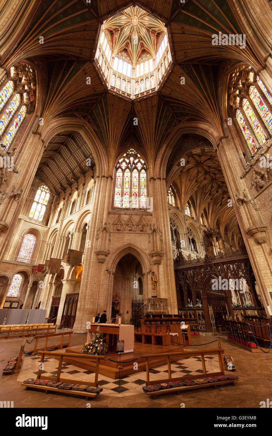The interior of Ely Cathedral including the Octagon and lantern, Ely ...