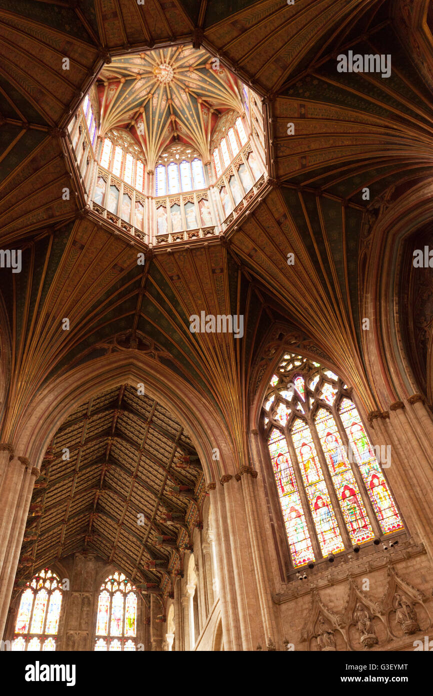 The interior of Ely Cathedral including the Octagon and lantern, Ely ...