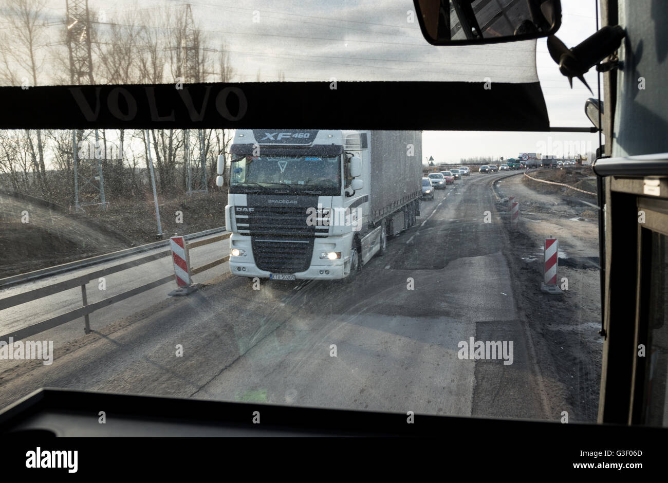 Traffic on the diverted road Stock Photo - Alamy
