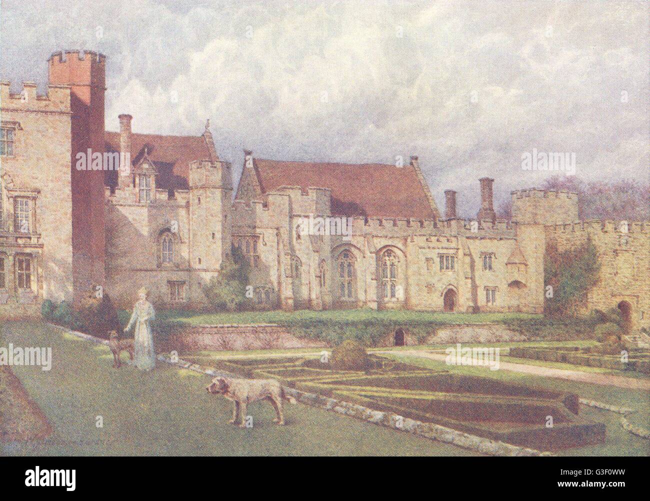 KENT: Penshurst Place from the Terrace, antique print 1907 Stock Photo ...
