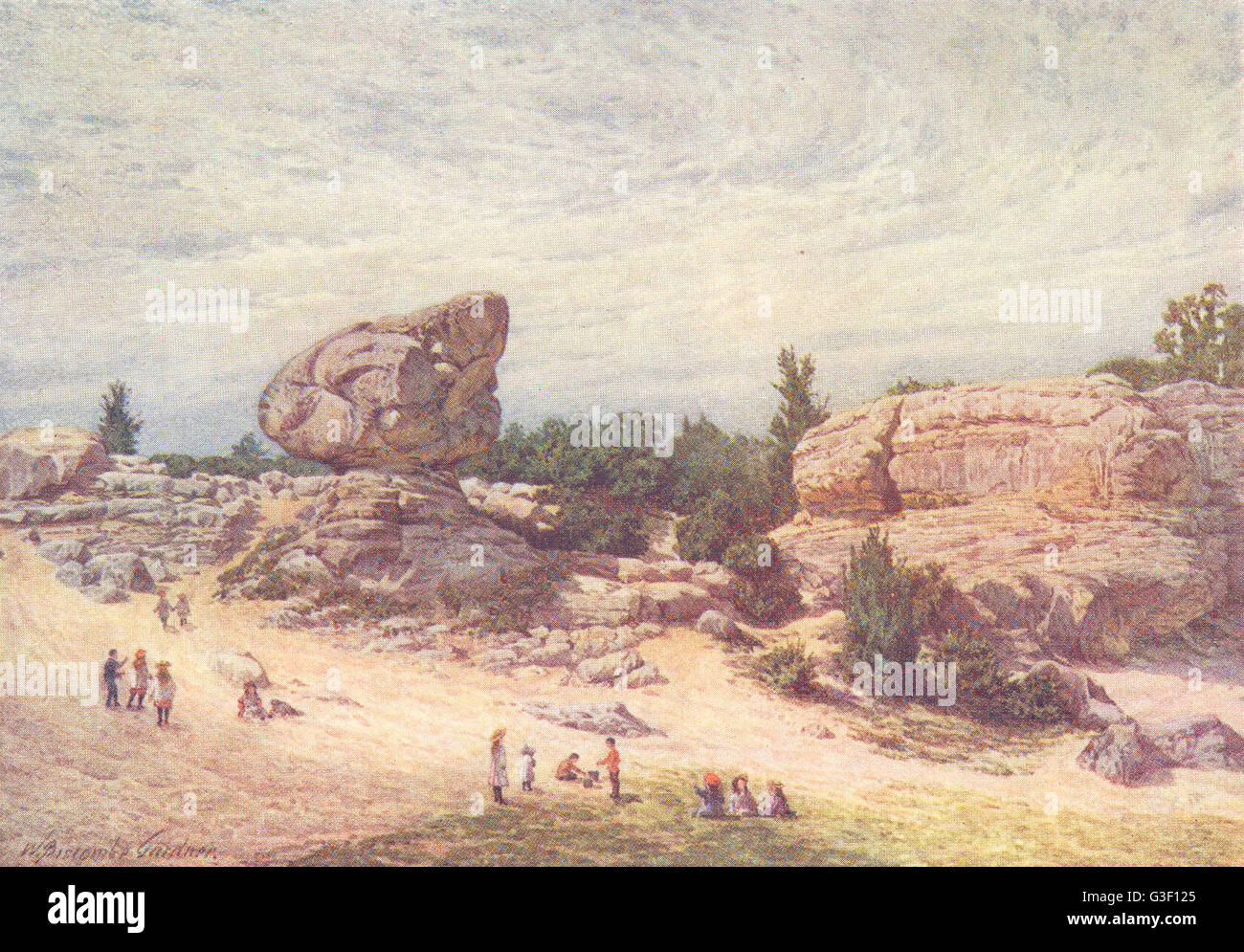 KENT: The Toad Rock, Rusthall common Tunbridge Wells, antique print ...