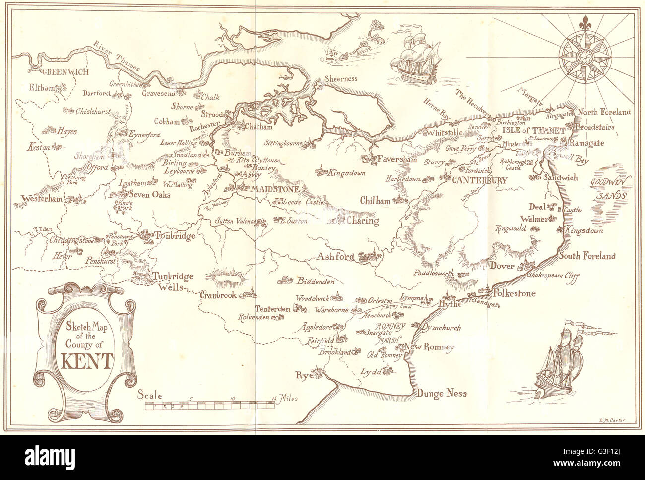 KENT: Sketch map of the County of Kent, 1907 Stock Photo - Alamy