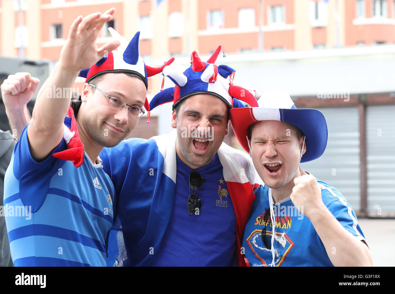 France fans show their support outside the ground before the UEFA Euro ...