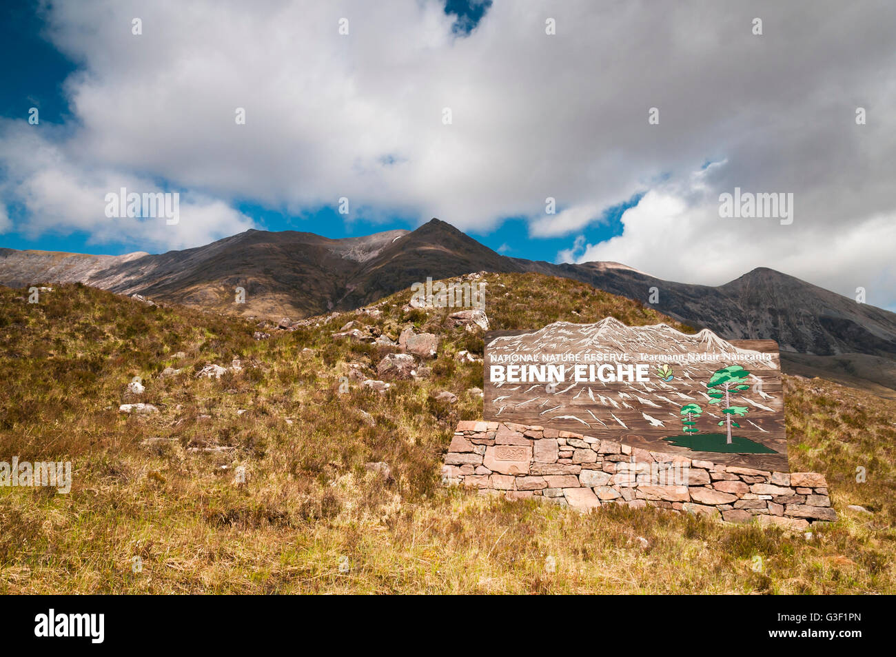 A close up photograph of the Beinn Eighe National Nature Reserve sign ...