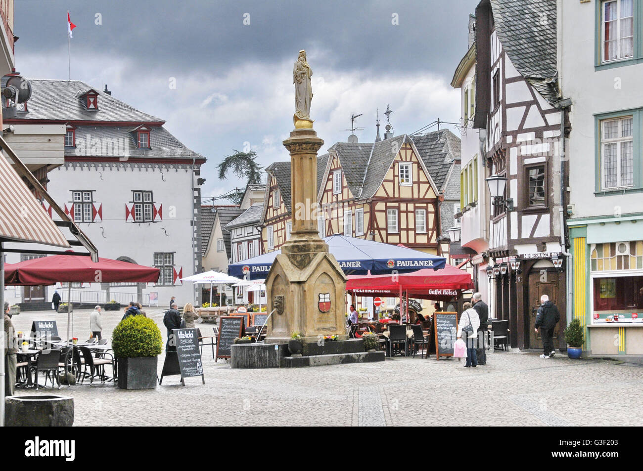 City hall and marian column on the market square hi-res stock ...