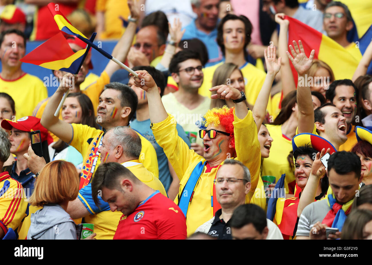 Romania fans show their support before the UEFA Euro 2016, Group A ...