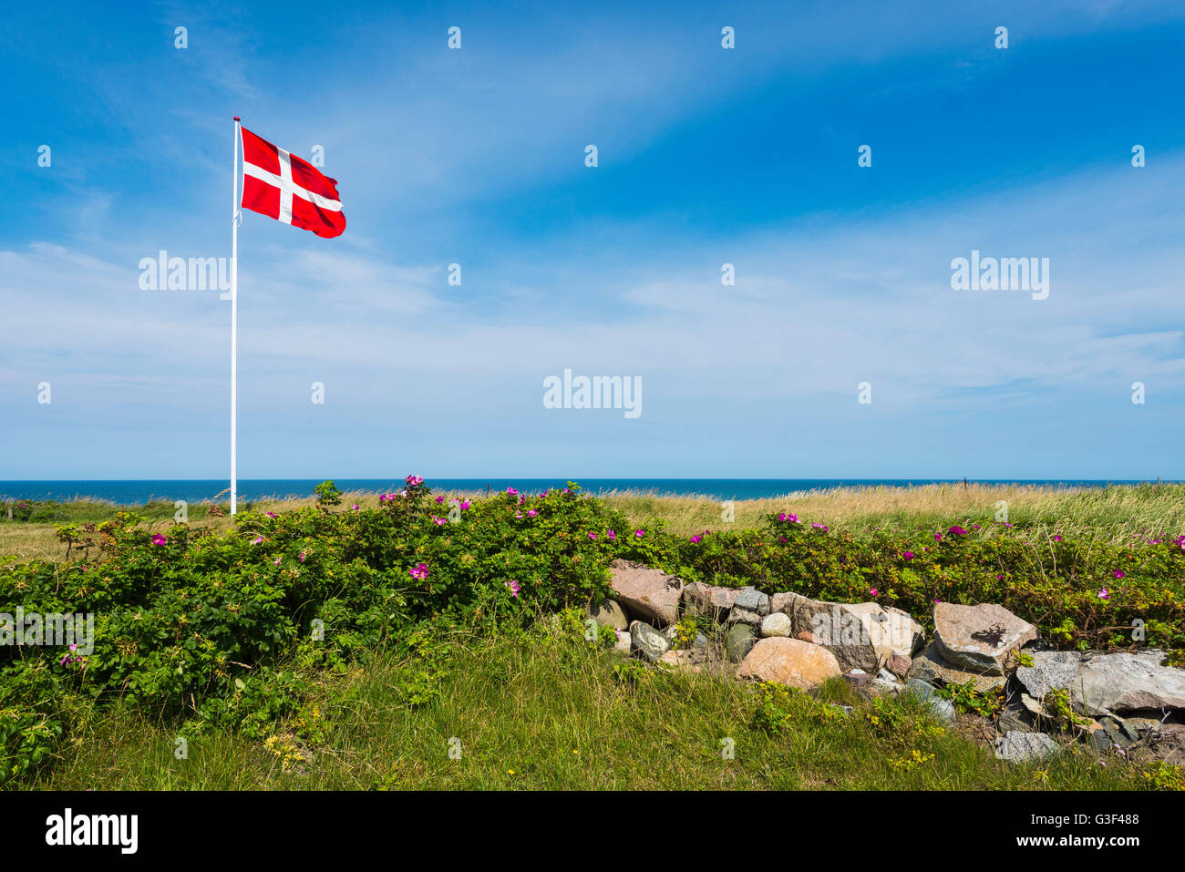 Danish Flag, Hirtshals, North Jutland, Denmark Stock Photo - Alamy