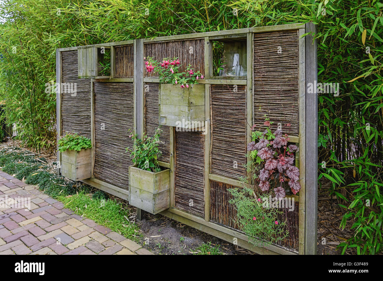 Wall with decorative openings in the form of flower boxes Stock Photo ...