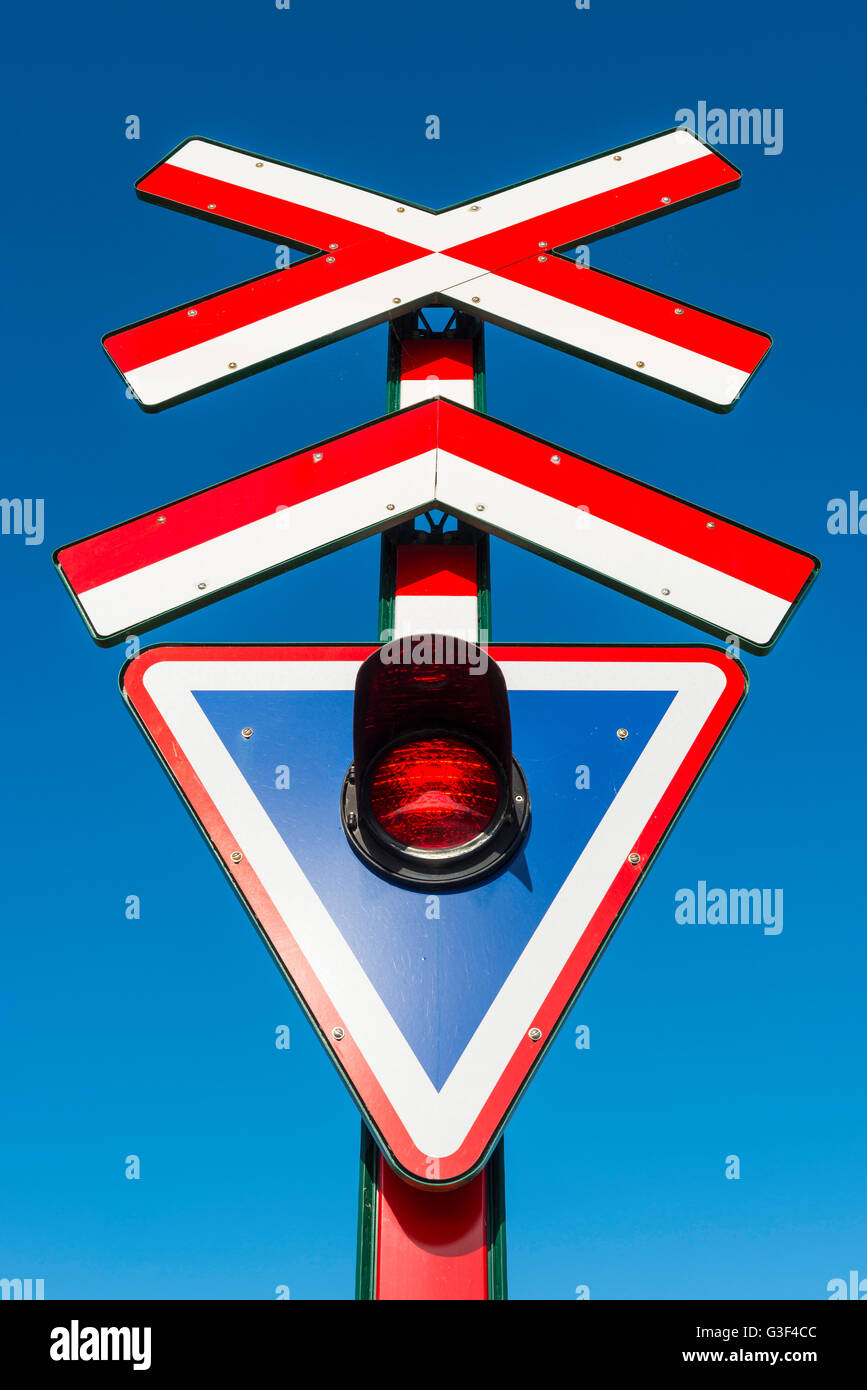 Railway Crossing Sign, Thyborøn, Midtjylland, Denmark Stock Photo - Alamy