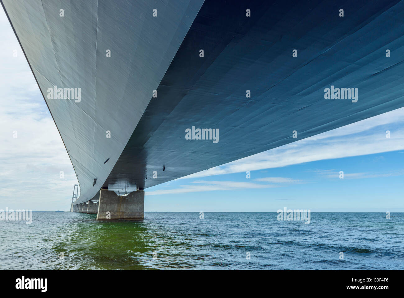 Streets and Railroad Bridge, Great Belt Bridge, Fyn, Zealand, Denmark ...