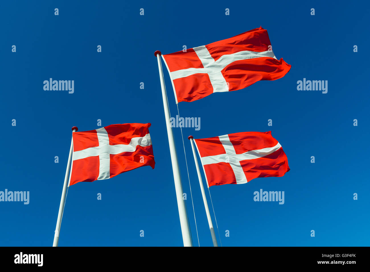 Three Danish Flag, Denmark Stock Photo - Alamy