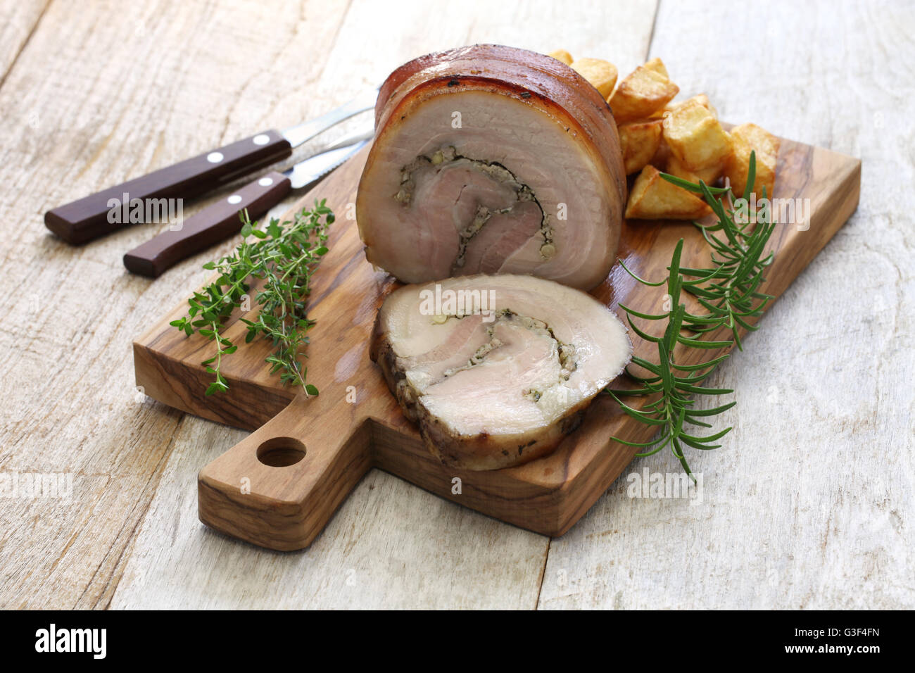 homemade porchetta, italian roast pork Stock Photo - Alamy