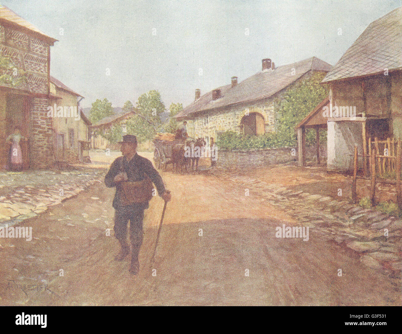 BELGIUM: La Gleize, a village in the Ardennes, antique print 1908 Stock ...