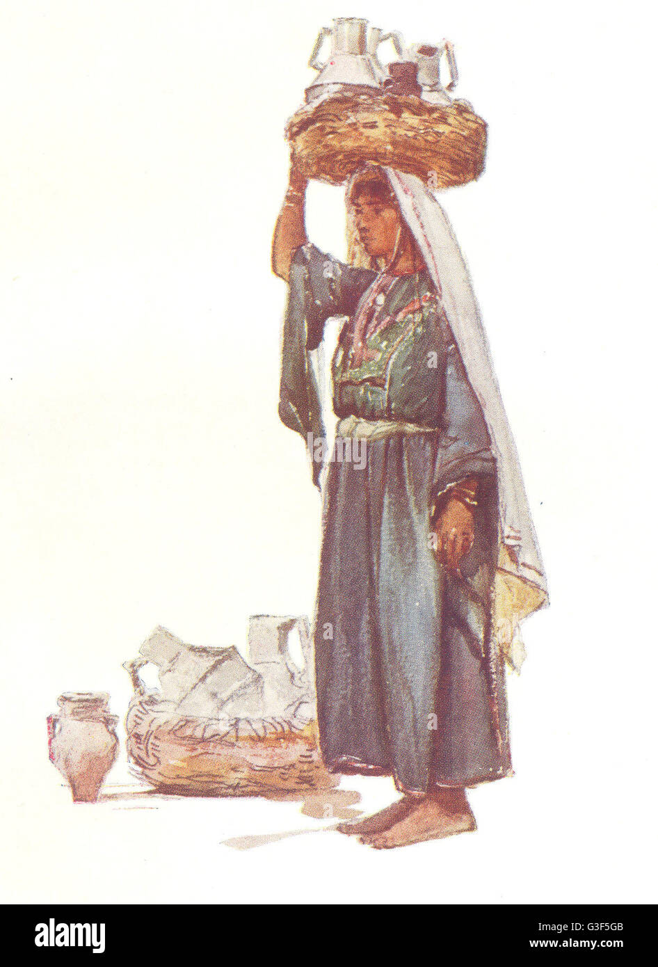 PORTRAITS: Syrian peasant with milk vessels, antique print 1902 Stock ...