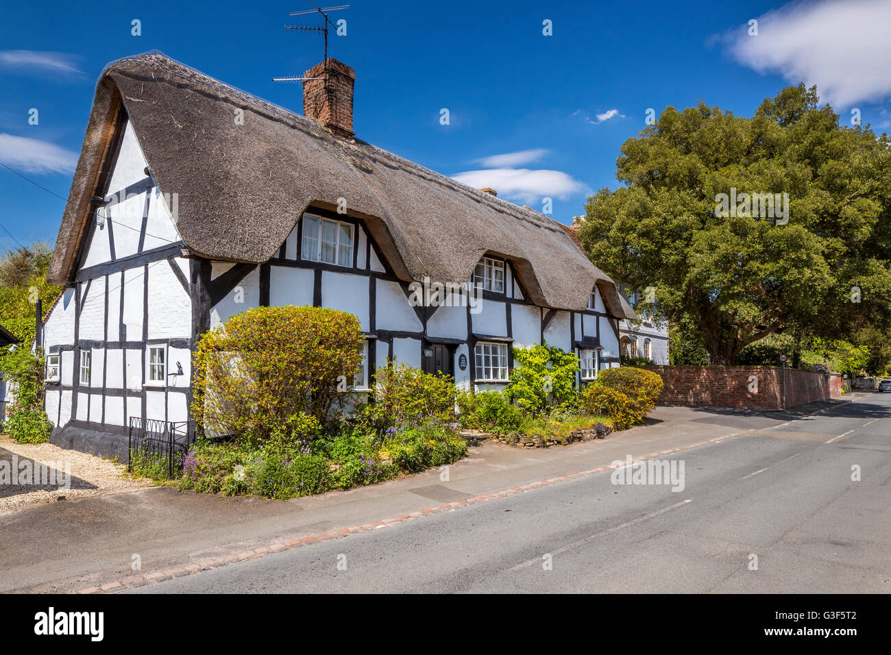 Half timbered thatched cottage hi-res stock photography and images - Alamy