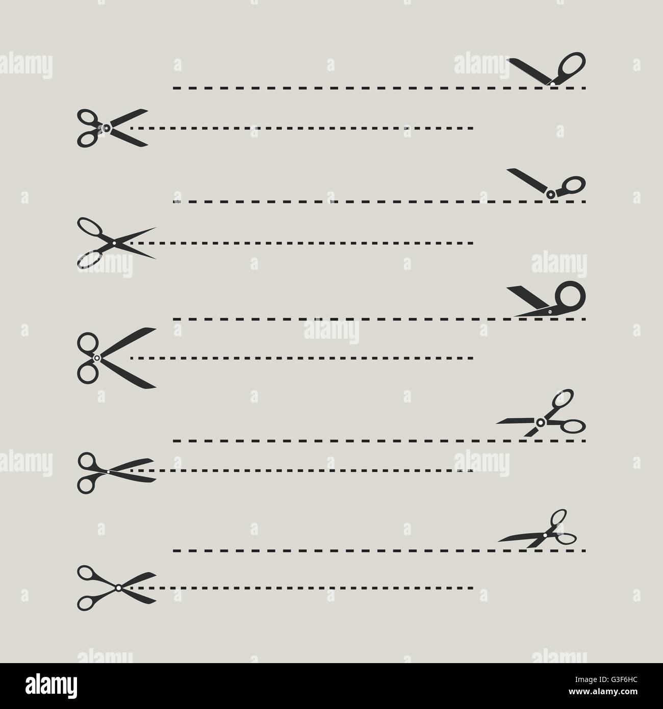 Scissors dashed line hi-res stock photography and images - Alamy